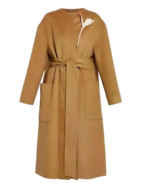 Erdem Belted Oversized Coat - Brown