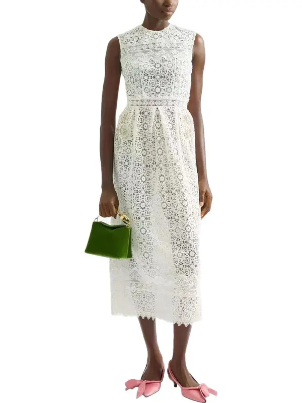 Erdem Guipure Lace Embellishment Midi Dress - White