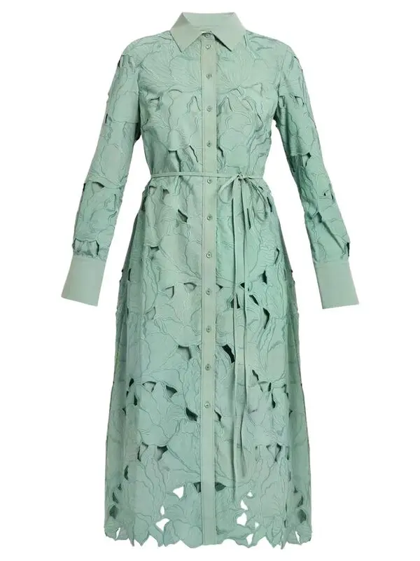 Erdem Floral Cut-out Shirt Dress - Green