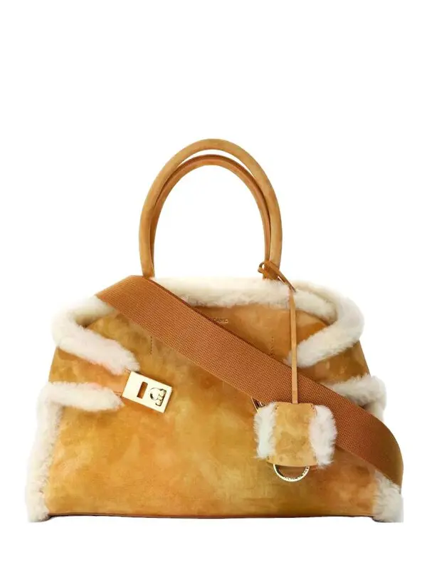 FERRAGAMO Hug Shearling Two-way Handbag - Neutrals