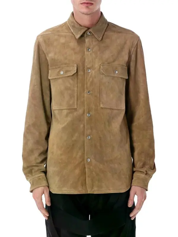 Rick Owens Leather Shirt Jacket - Brown