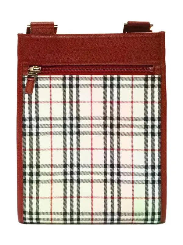 Burberry Checked Shoulder Bag - Red