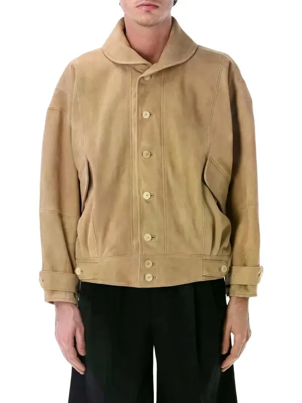 Auralee Suede Bomber Jacket - Neutrals
