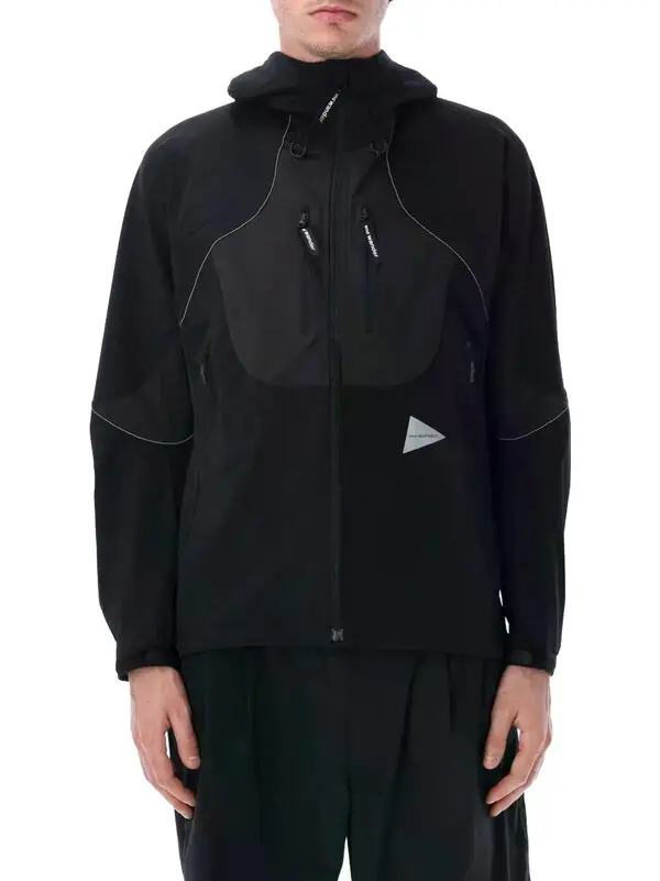 AND WANDER Hooded Zip-up Jacket - Black