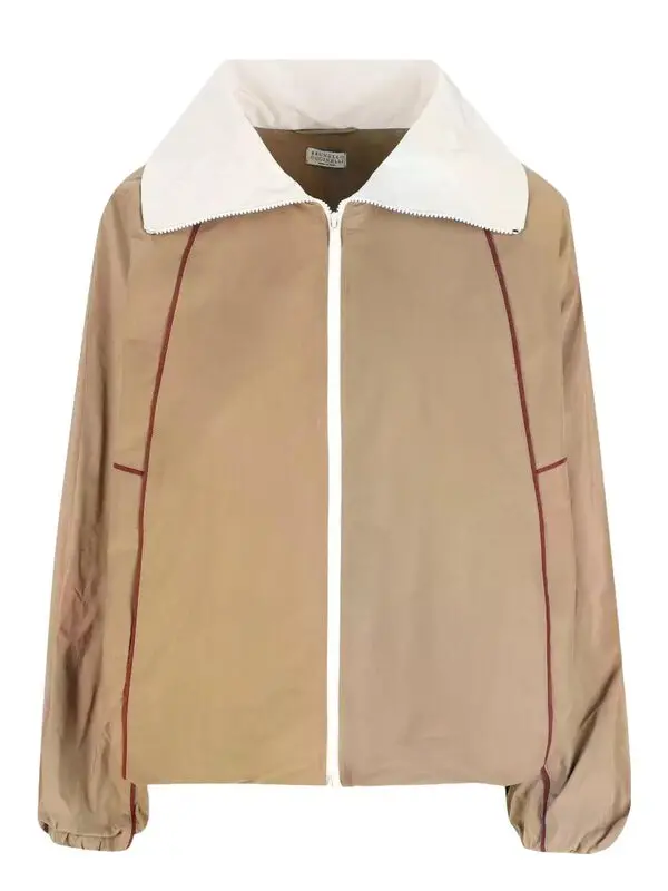 Brunello Cucinelli Jacket With Contrast Piping - Neutrals