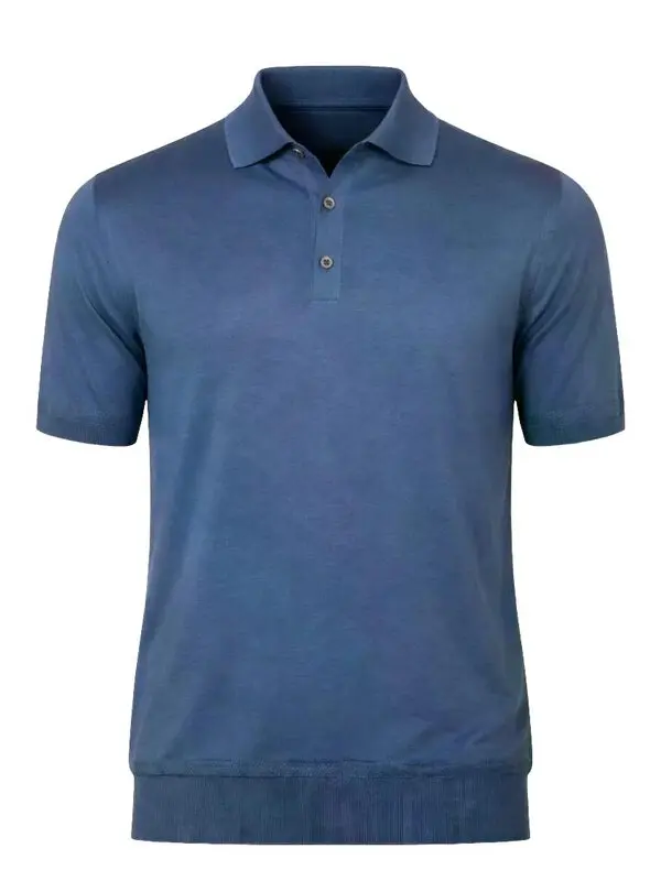 BRETT JOHNSON Ribbed-trim Polo Shirt - Blue