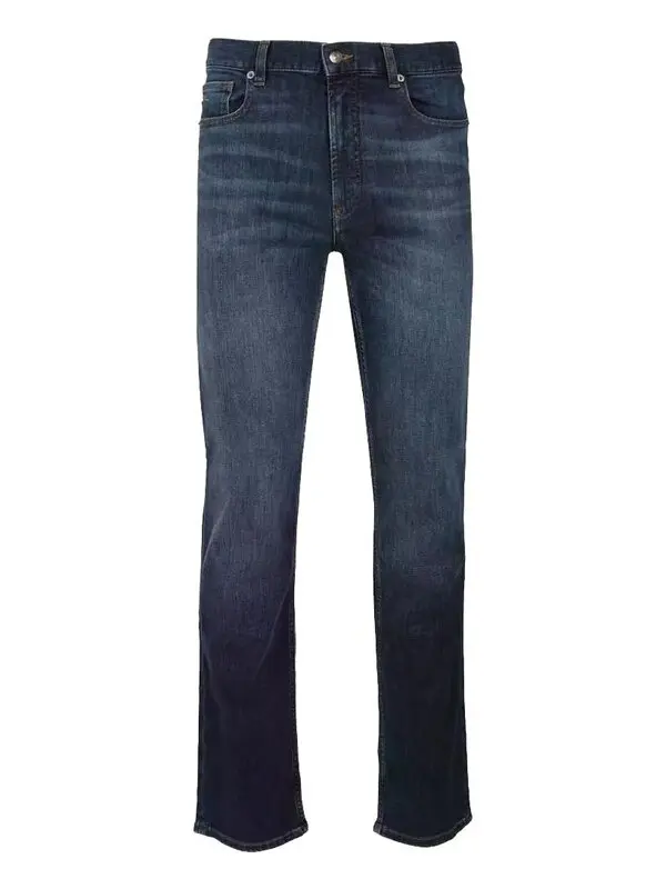 Emporio Armani Straight Leg Jeans With Logo Patch - Blue