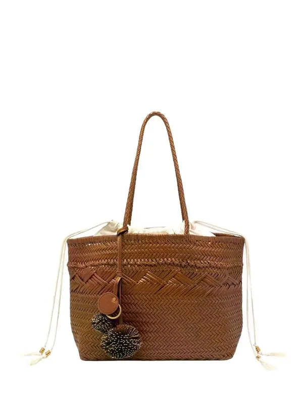 GIANNI CHIARINI Paloma Drawstring Woven Tote Bag - Brown