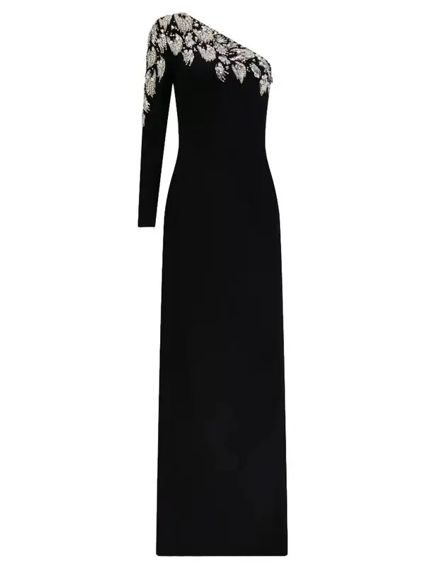 Jenny Packham Crystal-embellished One-shoulder Maxi Dress - Black