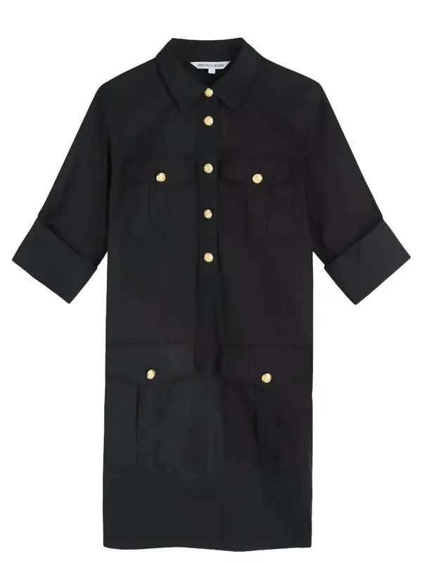 Veronica Beard Flap-pocket Shirt Midi Dress - Black