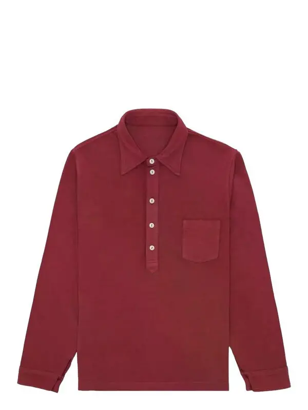 FORTELA Chest Pocket Long-sleeve Polo Shirt - Red