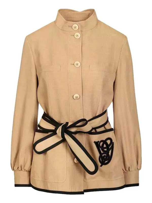 Valentino Garavani Belted Embroidered Jacket - Neutrals