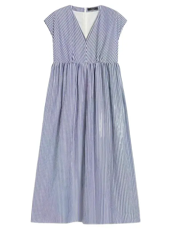 Max Mara Striped V-neck Dress - Blue