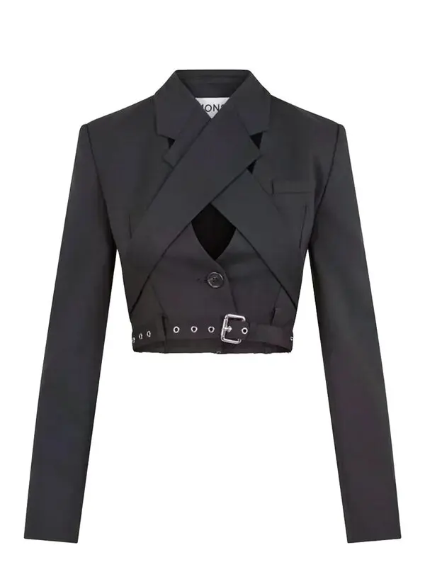 Monse Belted-waistband Cropped Jacket - Black