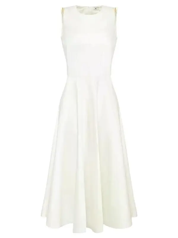 Elisabetta Franchi Duchess Satin Midi Dress - White