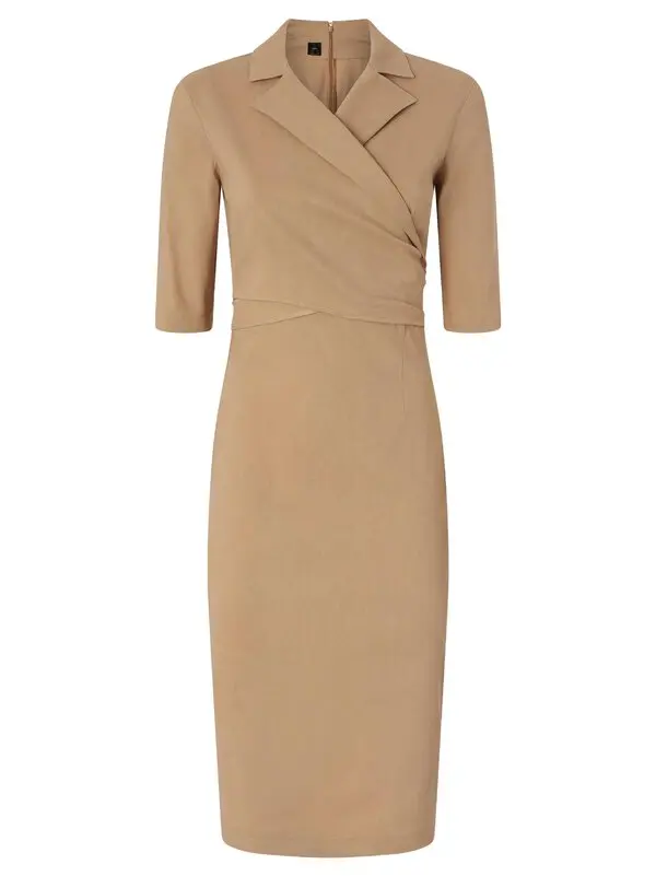 Pinko Fitted Midi Dress With Bow - Beige