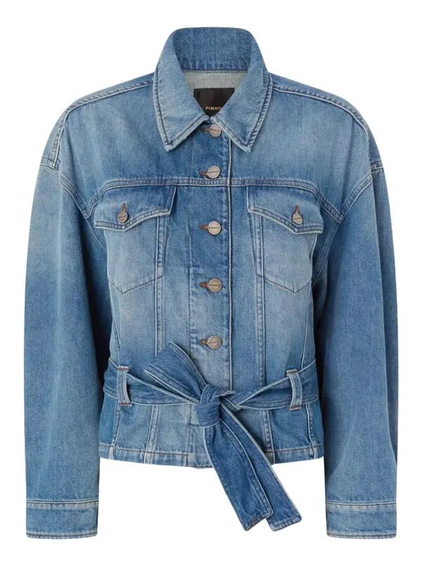 Pinko Denim Belted Jacket - Blue