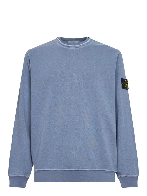 Stone Island Crew Neck Sweater With Logo - Blue