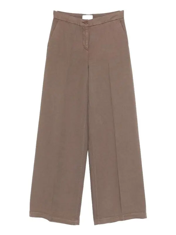 VIA MASINI 80 Linen Wide-leg Trousers - Brown