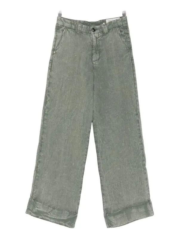 WHITE SAND Linen Wide Leg Trousers - Grey