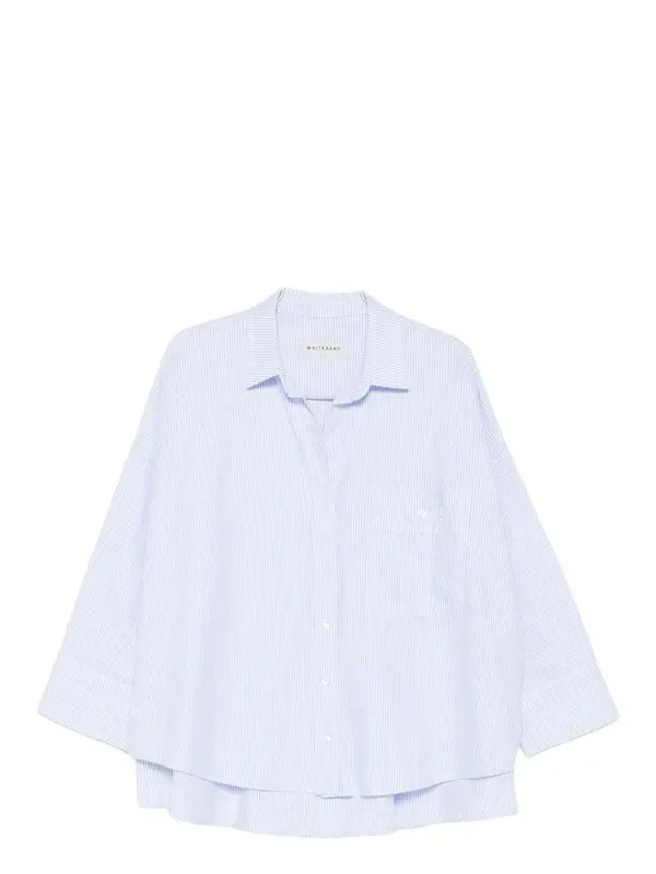 WHITE SAND Striped Cotton Shirt - Sky Blue