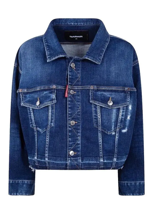 Dsquared2 Cropped Denim Jacket - Blue