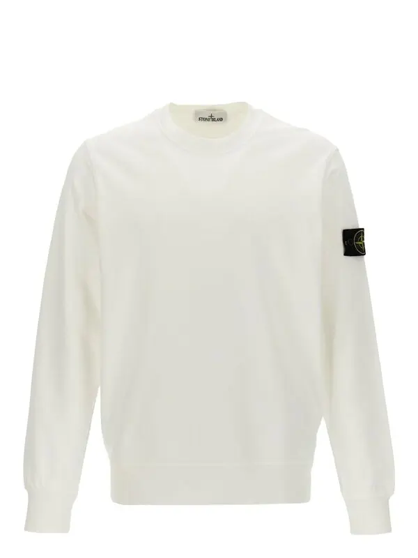 Stone Island Crew Neck Sweater With Logo - White