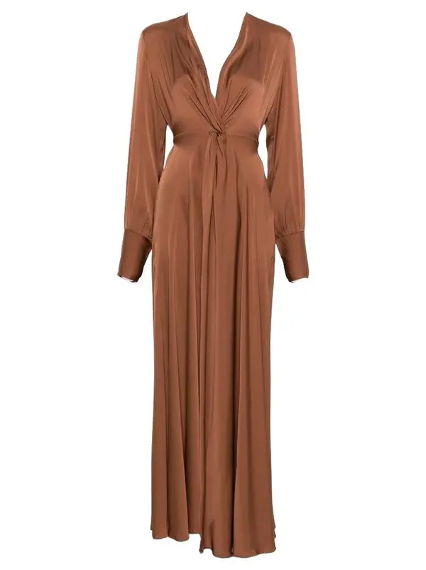 NOUVELLE SILK95FIVE Palm Beach Silk Maxi Dress - Brown