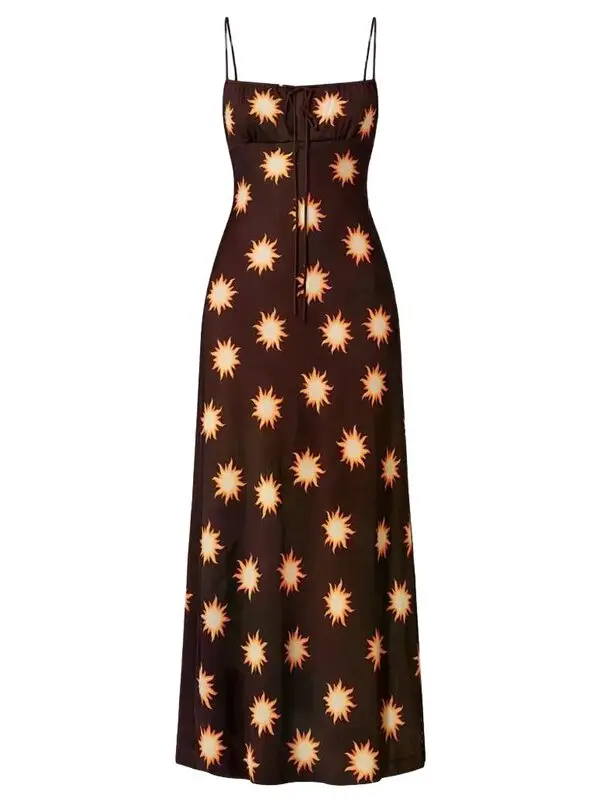 LESLIE AMON Sun Print Maxi Dress - Brown