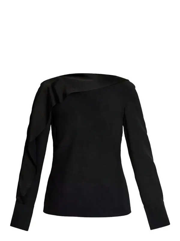 Erdem Satin-paneled Long-sleeve Top - Black