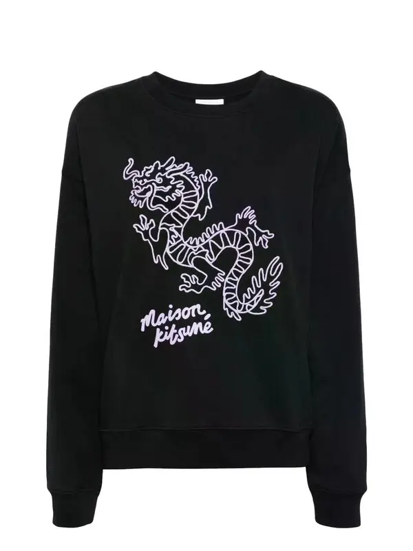 Maison Kitsuné Chinese Dragon Cotton Sweatshirt - Black