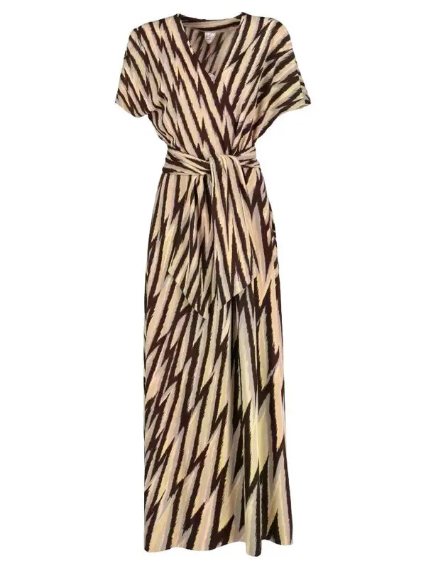 Roberta Di Camerino Patterned V-neck Maxi Dress - Brown