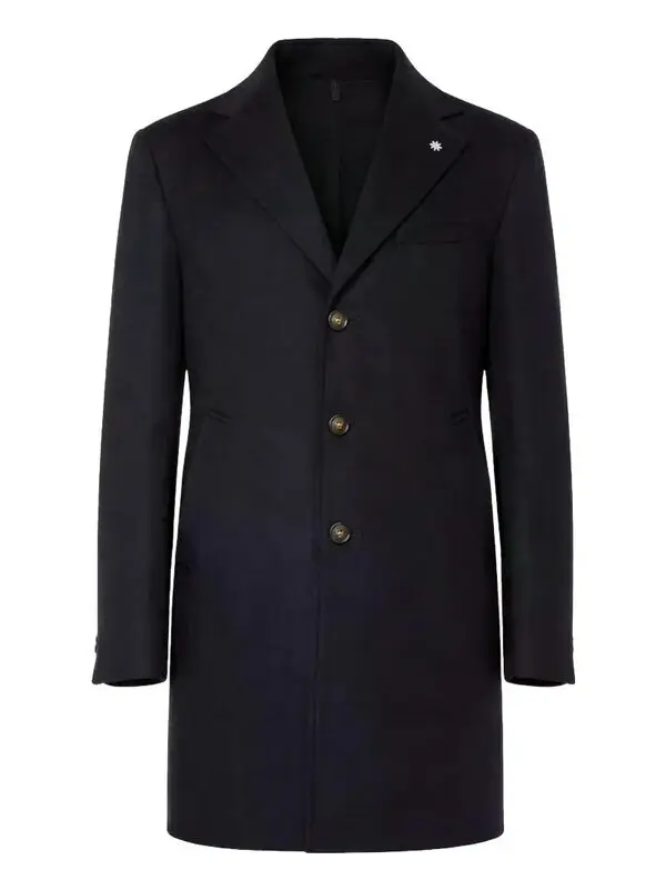 MANUEL RITZ Brooch-detail Coat - Blue