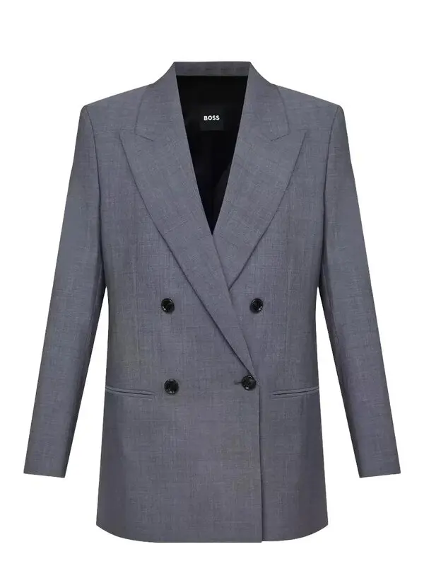 BOSS Wool Double-breasted Jacket - Grey