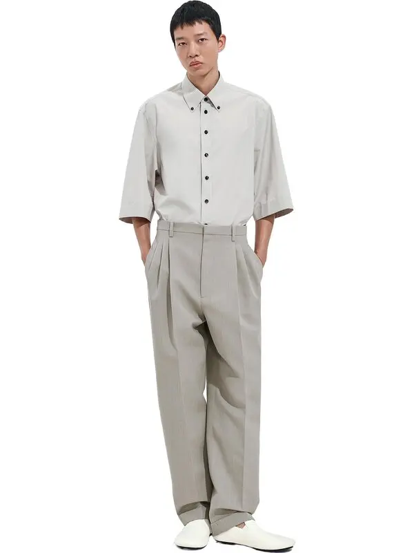Bottega Veneta Wool Melange Tapered Pants - Stone Melange