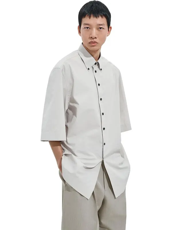 Bottega Veneta Cotton Poplin Shirt - Pearl Gray