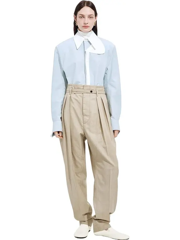 Bottega Veneta Wool And Cotton Gabardine Pants - Linen Melange