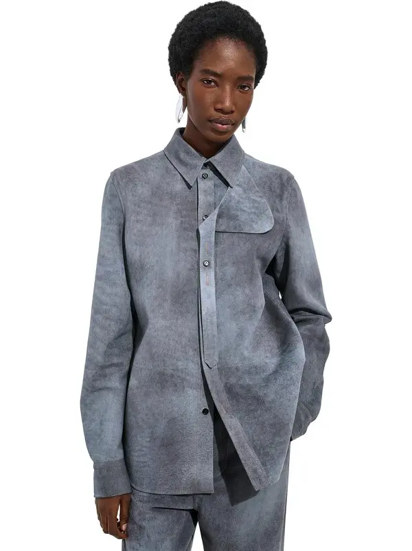 Bottega Veneta Cloudy Suede Shirt - Cloudy Indigo