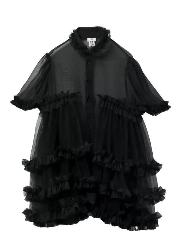 Noir Kei Ninomiya Tiered Ruffle Top - Black