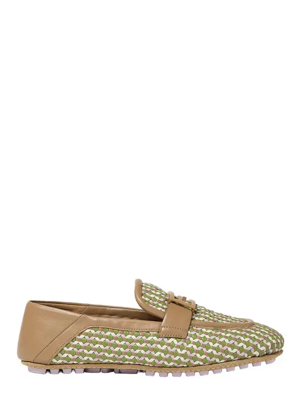 Fendi Ff Baguette Motif Braided Leather Loafers - Multicolour