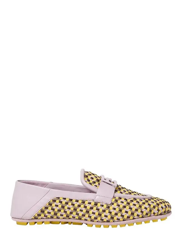 Fendi Braided Leather Baguette Loafers - Multicolour