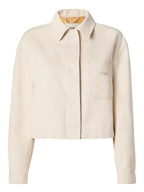 Fendi Denim Cropped Jacket - Beige
