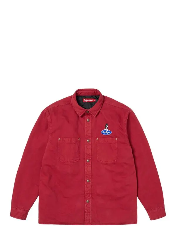 Supreme Quilted Lined Denim Snap Shirt - Red