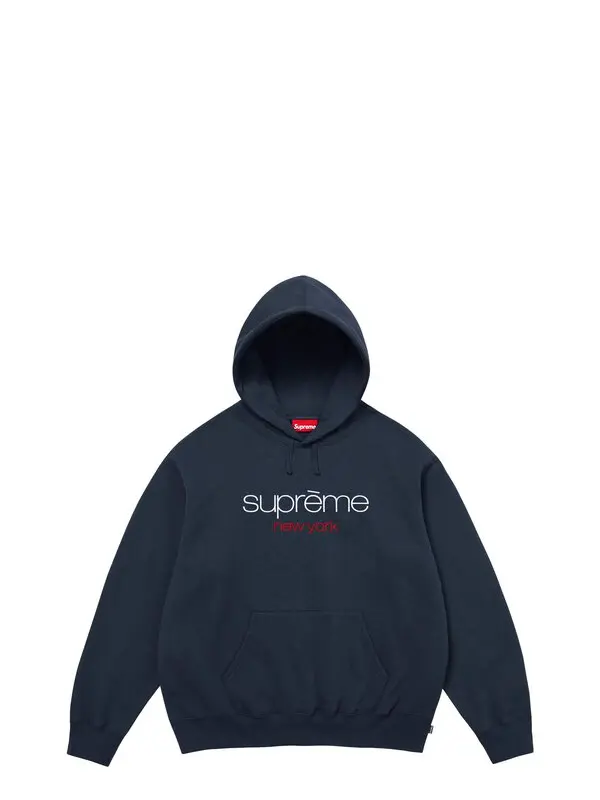 Supreme Classic Logo Hooded Sweatshirt - Blue