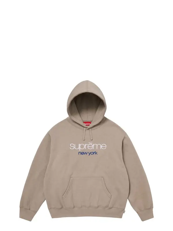 Supreme Classic Logo Hooded Sweatshirt - Tan