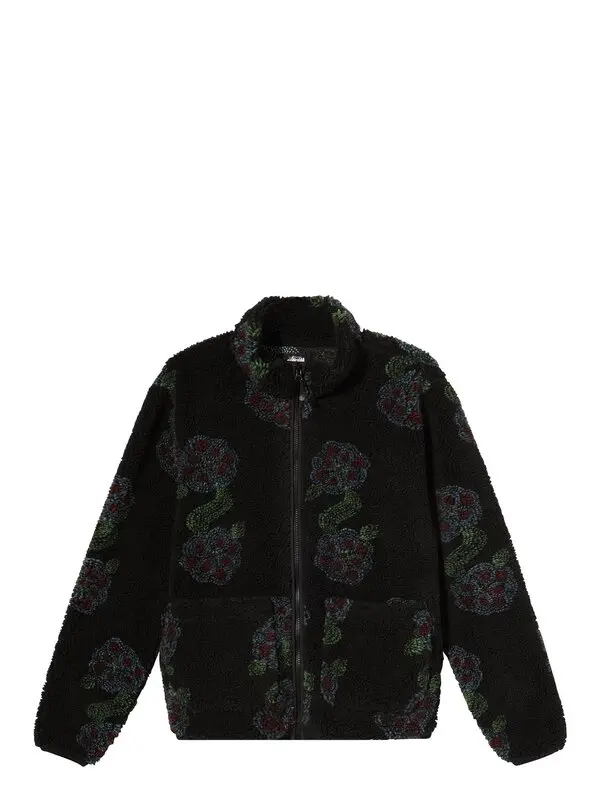 StÜssy Flor Sherpa Mock Neck Jacket - Black