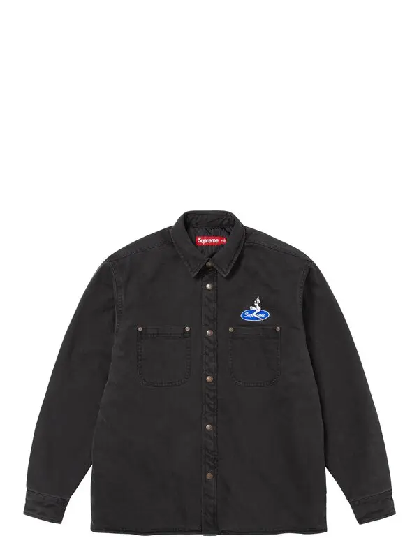Supreme Quilted Lined Denim Snap Shirt - Black