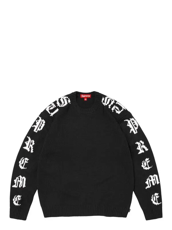 Supreme Old English Sleeves Sweater - Black