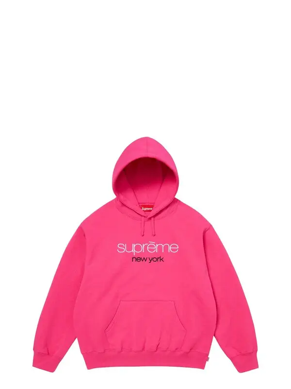 Supreme Classic Logo Hooded Sweatshirt - Pink