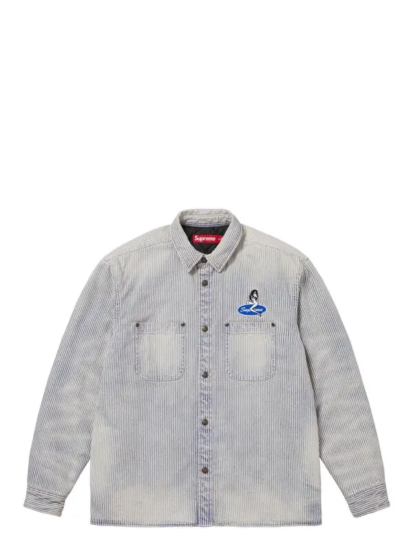 Supreme Quilted Lined Denim Snap Shirt - Grey